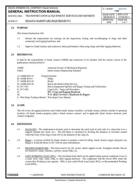 0007 029 Rigging Hardware Requirements Pdf Rope Crane Machine