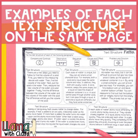 easy step by step plans for how to teach text structure llama with class