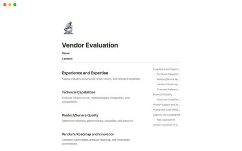 Vendor Evaluation Notion Template