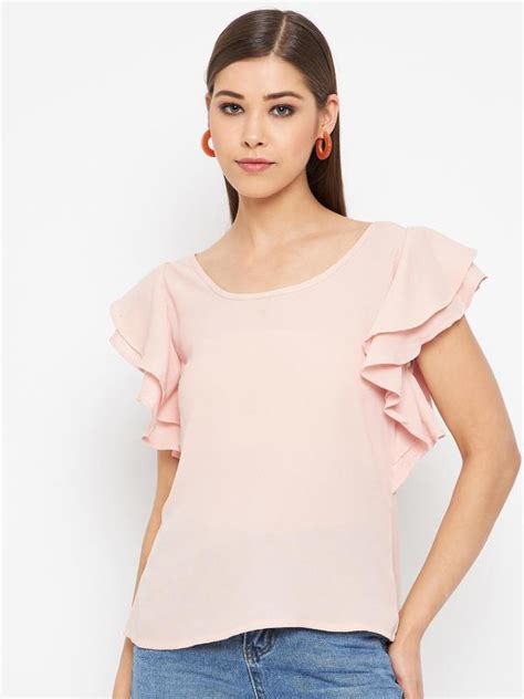 Purys Women Black Solid Polyester Top Jiomart