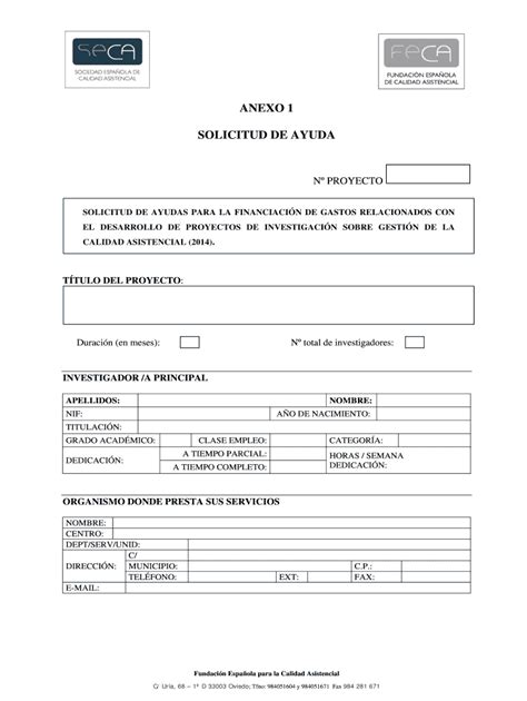 Solicitud de Ayuda para Proyectos de Investigación en Calidad Asistencial DocHub