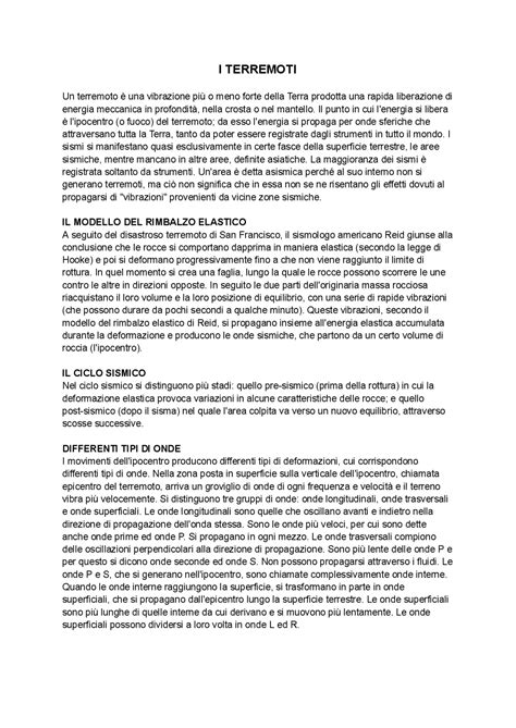 I Terremoti Scienze Schemi E Mappe Concettuali Di Scienze Della