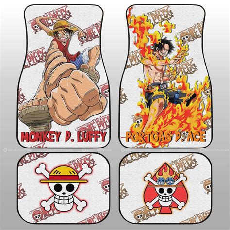 One Piece Car Mats One Piece Luffy And Ace Graphic Jolly Roger Symbols Unifinz