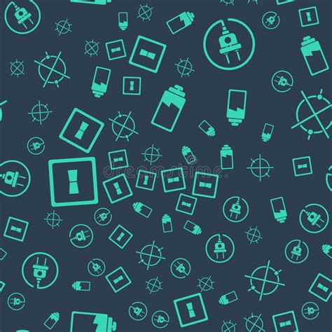 Set Battery Charge Level Indicator Electric Plug Electric Light Switch And Electric Circuit