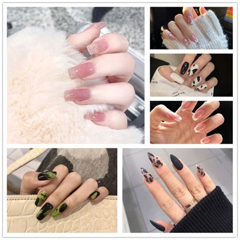 24pcs Fake Nails Pink French Long Acrylic Classical Full Artificial