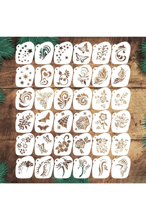 Stencİltasarim Stencil Tasarım 36 Adet Sl090 Yüz Boyama Maskeleri Set37