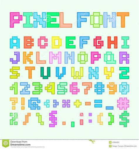 Set Of Pixel Art Alphabet Letters And Numbers Illustration 47684261