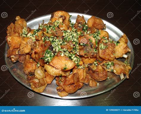 Fried Chicken Frango A Passarinho Brazilian Bar Food Sao Paulo Brazil Stock Image Image Of