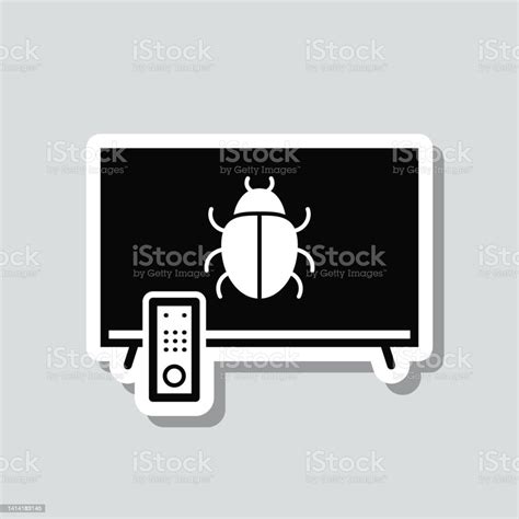 버그가있는 Tv 회색 배경에 아이콘 스티커 3차원 형태에 대한 스톡 벡터 아트 및 기타 이미지 3차원 형태 Tv 보기