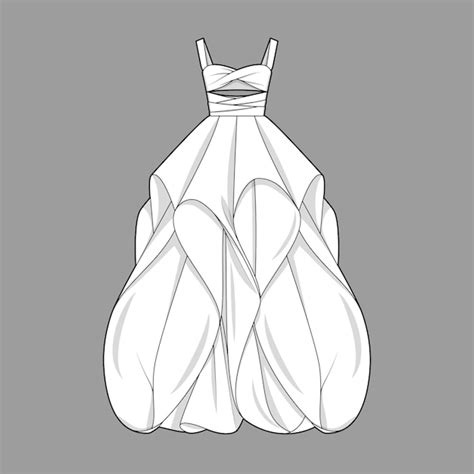 Premium Vector Wavy Dress Gown Flat Sketch