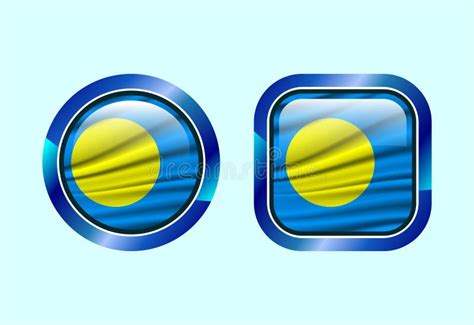 Glossy Flag Button Of Palau High Quality Web Button Design Stock