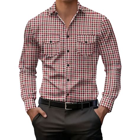 Mens Casual Stylish Striped Long Sleeved Collared Button Down Pocket