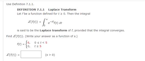 Solved DEFINITION Laplace Transform Let F Be A Chegg