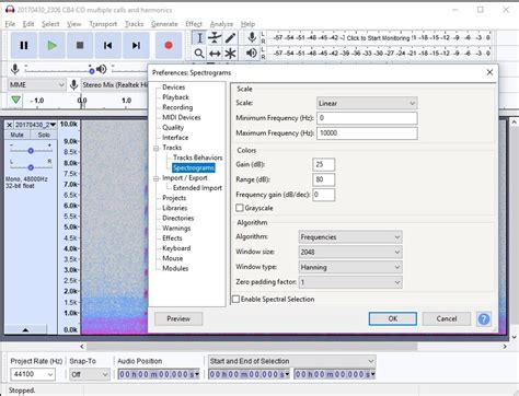 Configuring Audacity Nocmig