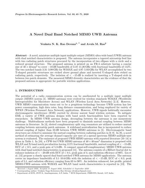 Pdf A Novel Dual Band Notched Mimo Uwb Antenna