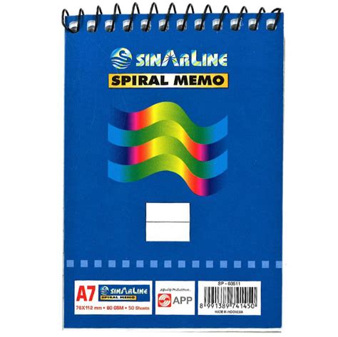 Sinarline Spiral Shorthand Pad A6 Top Spiral 60gsm 70 Sheets Line