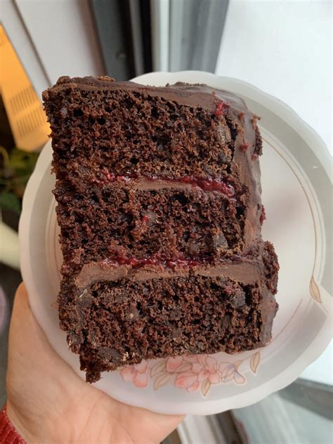 Dark Chocolate Raspberry Ganache Cake For My Husbands Birthday Rbaking