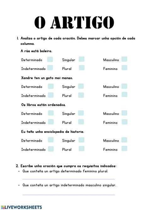 O Artigo Ficha Interactiva Y Descargable Puedes Hacer Los Ejercicios