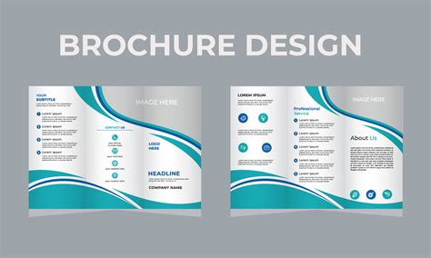 Brochure Design Template Wave Curves Professional Business Three Fold