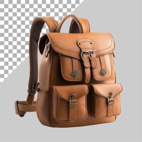A Light Brown Backpack With Three Pockets Photographed Against A