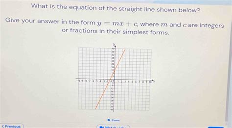 Solved What Is The Equation Of The Straight Line Shown Below Give