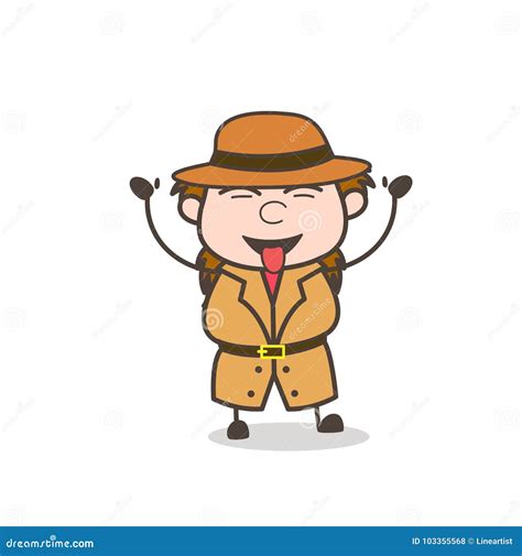 Teasing With Tongue Out Female Explorer Scientist Cartoon Vector