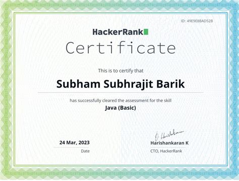 Java Certification Achievementunlocked Hackerrank Subham Barik