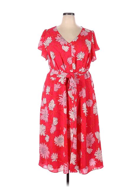 Talbots Outlet Floral Red Pink Casual Dress Size 20 Plus 50 Off