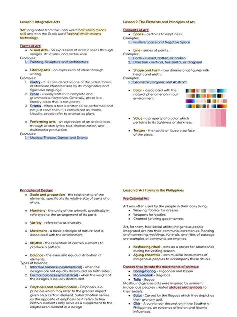 Cpar Notes Nkm Pdf The Arts Paintings