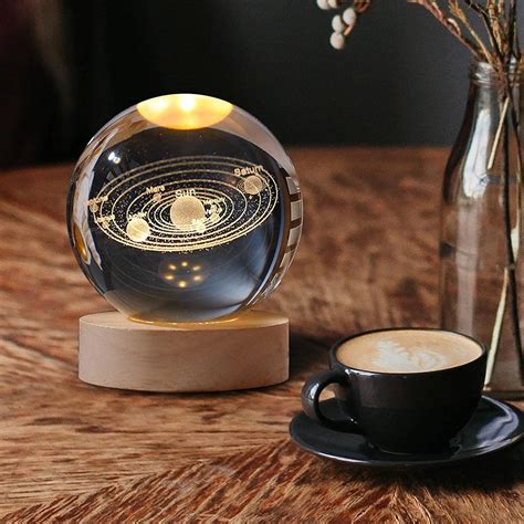 3d Art Crystal Ball Solar System Lamp