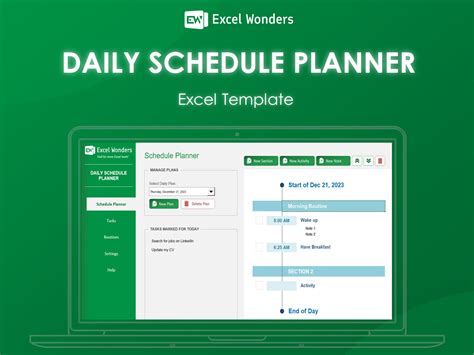 Daily Schedule Planner Excel Template To Do Planner To Do List Weekly Plan Daily Planning