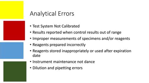 Analytical And Post Analytical Errors In Laboratory Pptx Chemistry Science
