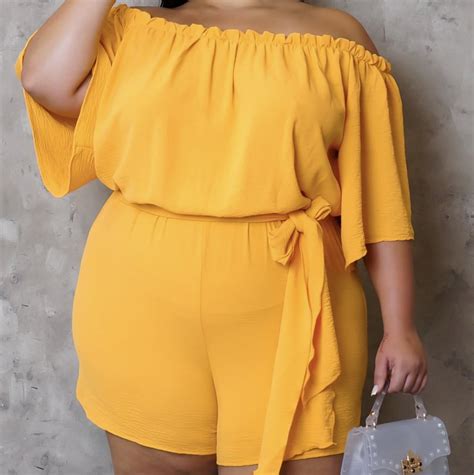 Yellow Plus Size Romper Classy Curvs