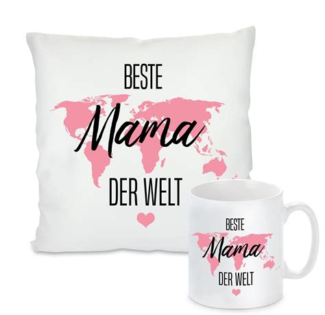 Kissen Oder Tasse Beste Mama Der Welt Weltkarte