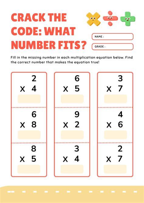 Page 7 Free And Customizable Multiplication Templates Canva