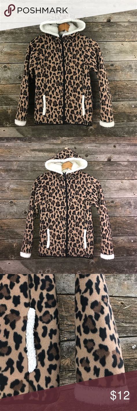 1012 Faded Glory Fleece Warm Jacket Leopard Print Warm Jacket