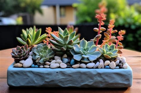 Premium Photo Rectangular Arrangement Of Succulents Cactus Succulents