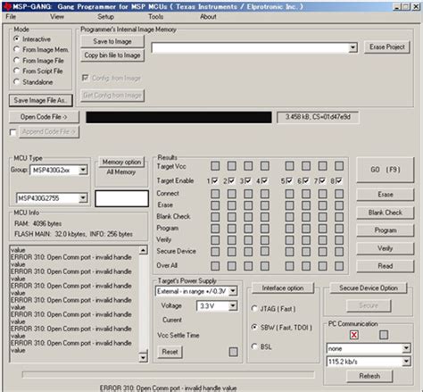 MSP GANG Error 23 Occurs While Using The MSP430G2755 MSP Low Power