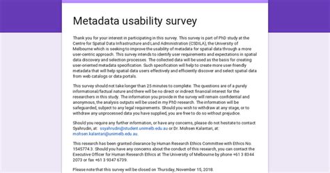 Hosna Tashakkori On Linkedin Metadata Usability Survey
