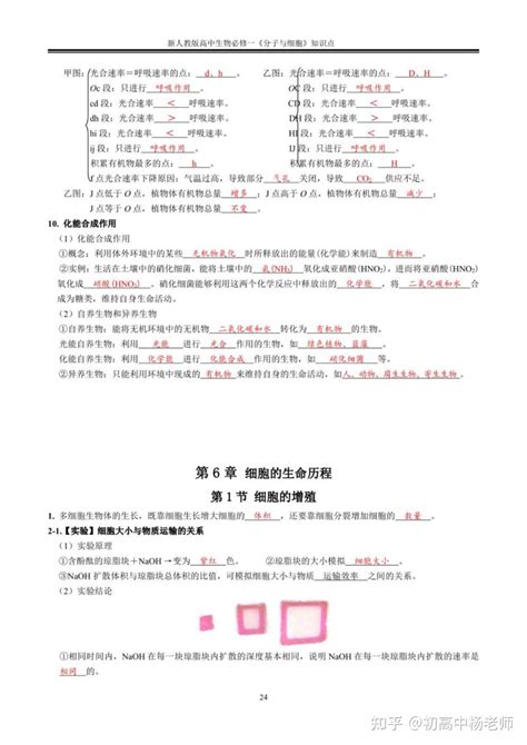 【高中生物】新人教版必修一知识点归纳总结（高考必背） 知乎