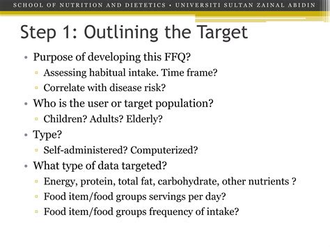 Developing A Food Frequency Questionnaire Pptx
