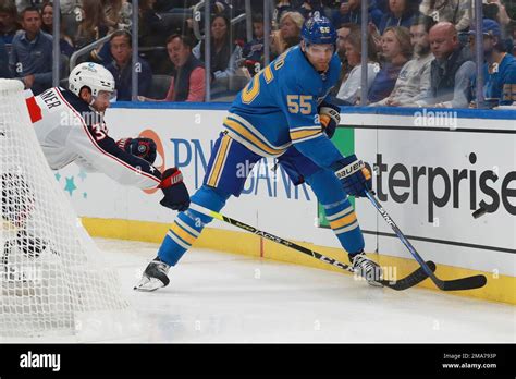 St Louis Blues Colton Parayko 55 Battles For The Puck Against