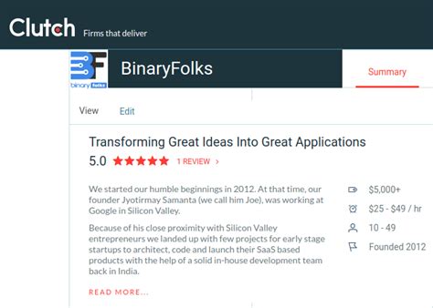 Clutch Co Recognizes BinaryFolks