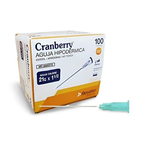 Aguja Hipodérmica 21g X 1 12 Cranberry Caja X 100 Unidades Vitalsec