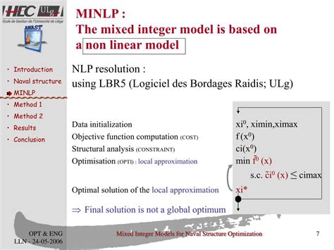Ppt Mixed Integer Models For Naval Structure Optimization Maud Bay Yves Crama Philippe