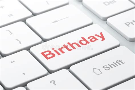 Happy Birthday Concept Red Key On Keyboard D Rendering Stock Illustration Illustration Of