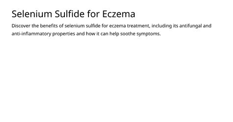 Selenium Sulfide For Eczema Meds Is