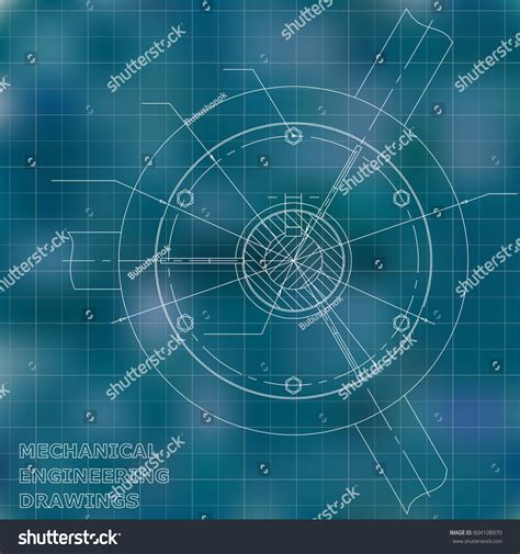 Mechanical Engineering Drawings Engineering Blue Grid Stock Vector Royalty Free 604108970