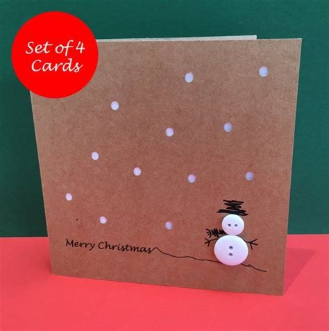This Cute And Simple Design Features A Button Snowman With A Hand Drawn