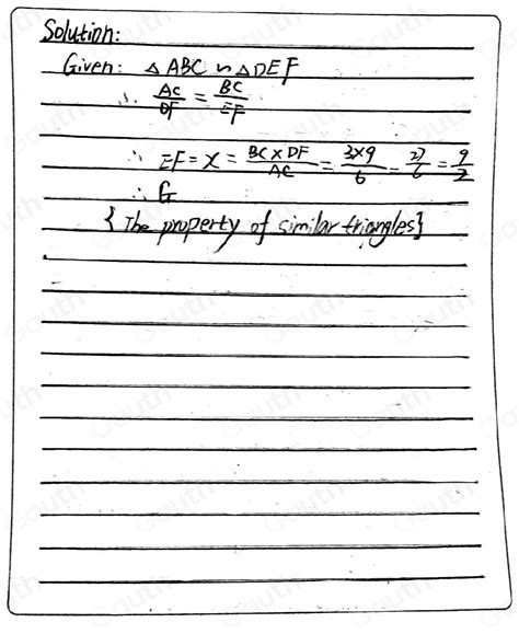 Solved Triangles Abc And Def Are Similar And Have Measurements As Shown What Is The Measure Of